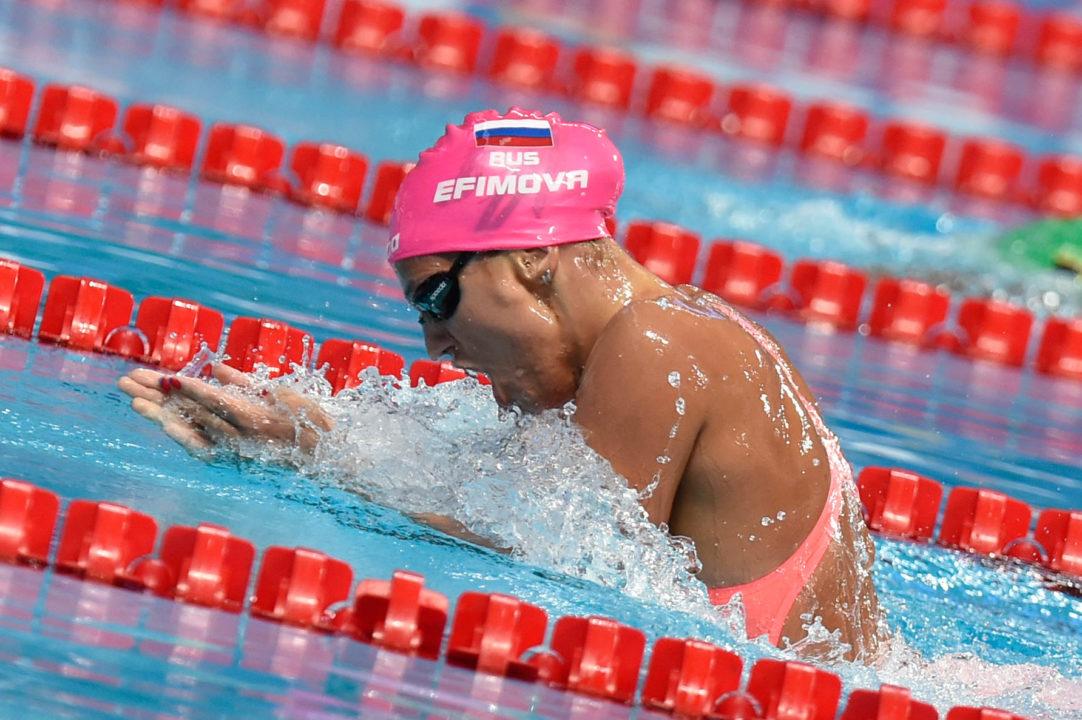 Efimova, other Russian swimmers receive award from Russia